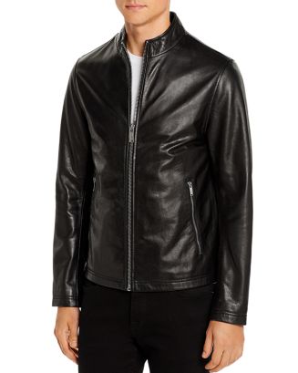 KARL LAGERFELD PARIS Leather Racer Jacket | Bloomingdale's