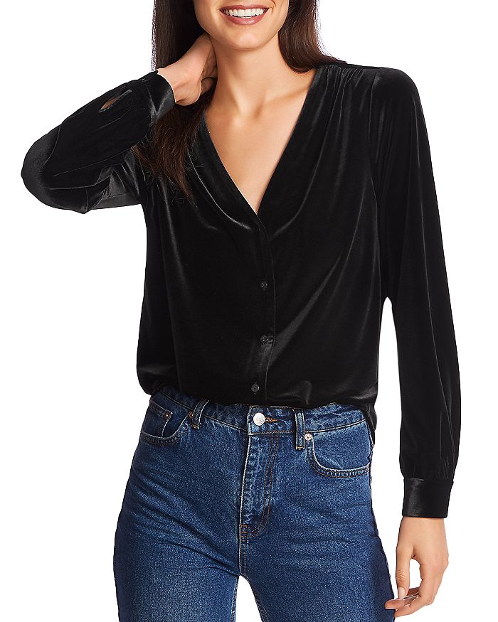 1.STATE Velvet Button-Front Top | Bloomingdale's