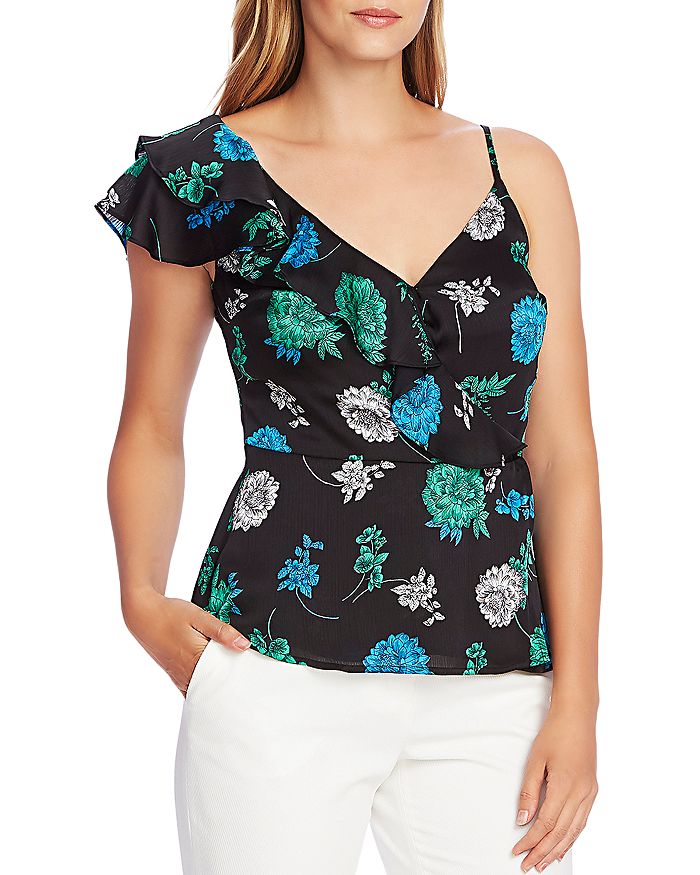 VINCE CAMUTO Asymmetric Ruffled Shoulder Top | Bloomingdale's