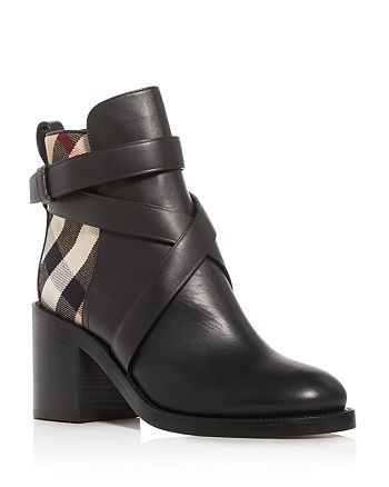 Burberry Women's House Check Almond-Toe Block-Heel Booties | Bloomingdale's