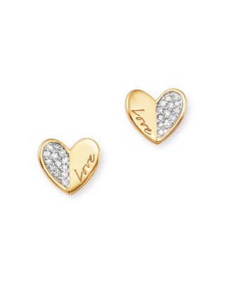 Adina Reyter Diamond Love Folded Heart Stud Earrings in 14K Gold, 0.08 ...