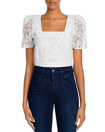 FRENCH CONNECTION Baintana Lace Cropped Top | Bloomingdale's