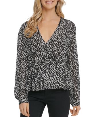 DKNY Printed Wrap Blouse | Bloomingdale's