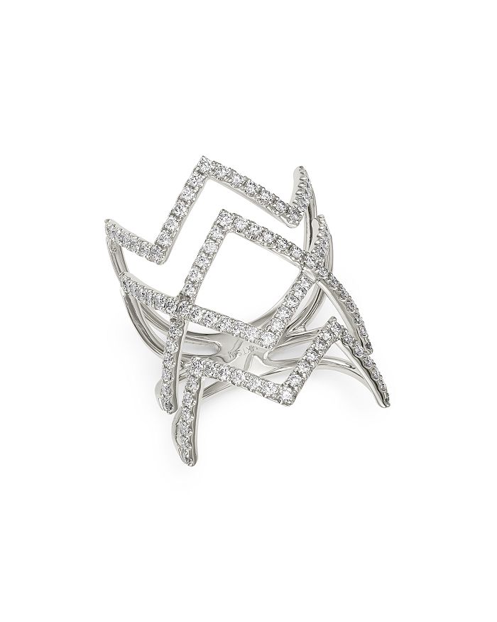 Bloomingdale's Diamond Pavé Zigzag Statement Ring in 14K White Gold, 1.0 ct. t.w. - 100% ...
