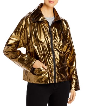 Yves Salomon Hooded Metallic Raincoat | Bloomingdale's