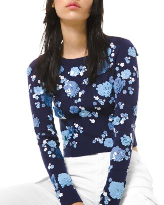 MICHAEL Michael Kors Floral Sequined Sweater | Bloomingdale's