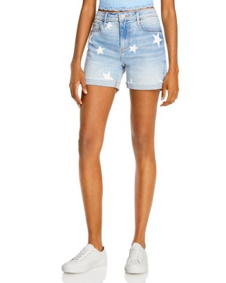 AQUA Star Print Denim Shorts in Light Wash - 100% Exclusive ...