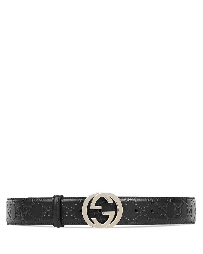 Gucci Women's Signature Leather Belt with Interlocking G Buckle ...
