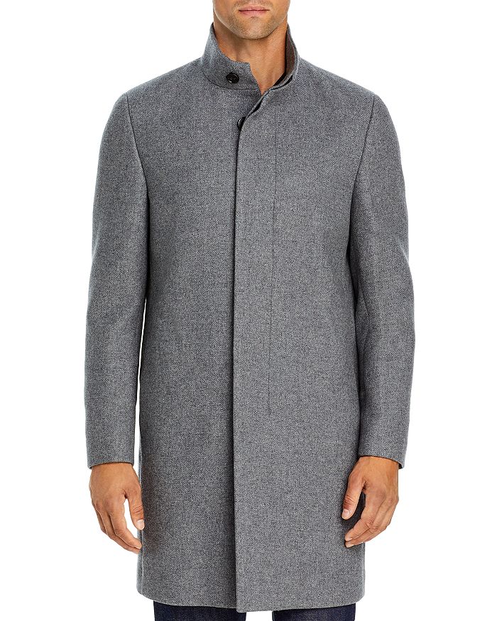 Theory Belvin Recycled Wool Blend Topcoat In Medium Gray Melange | ModeSens