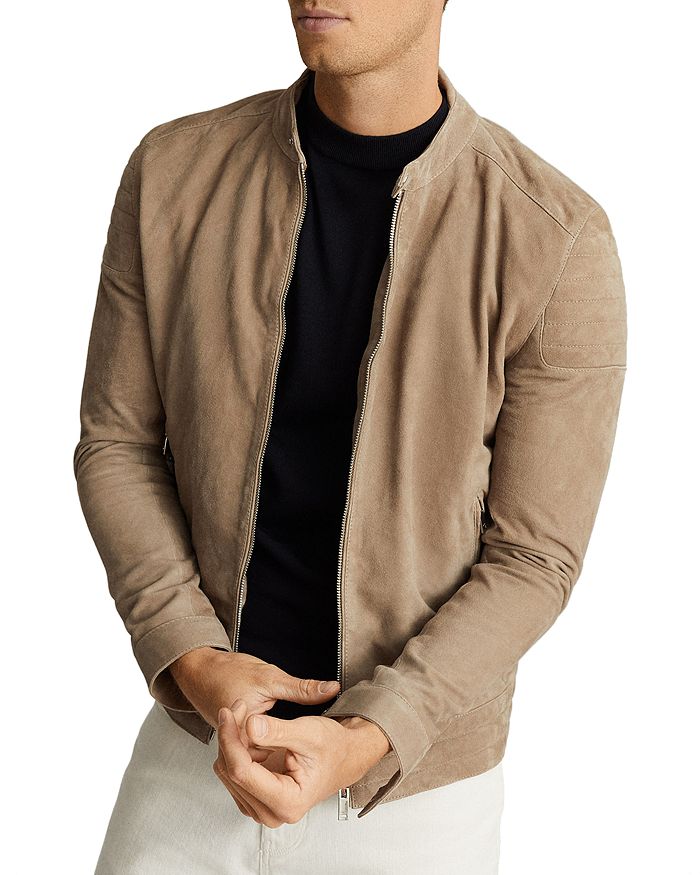 REISS Brooks Suede Racer Jacket | Bloomingdale's