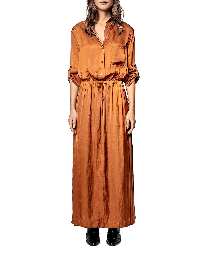 Zadig & Voltaire Radial Satin Maxi Shirt Dress | Bloomingdale's