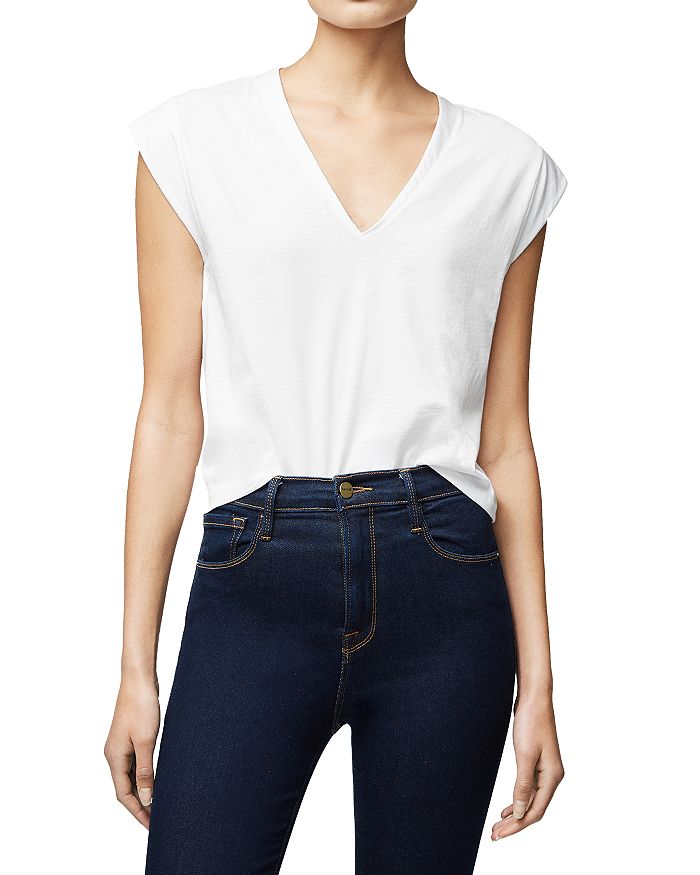 FRAME Le High Rise V-Neck Tee | Bloomingdale's