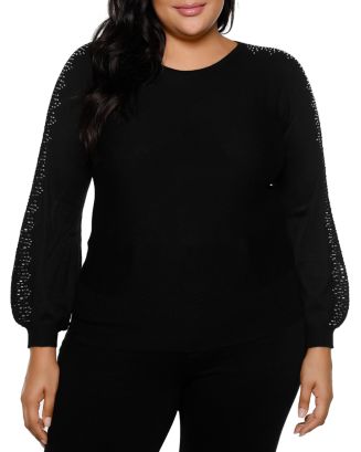 Belldini Plus Beaded Blouson Sleeve Sweater | Bloomingdale's