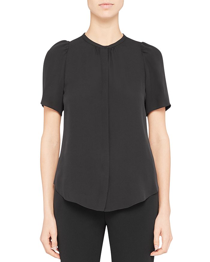 Theory Silk Ruched Blouse | Bloomingdale's