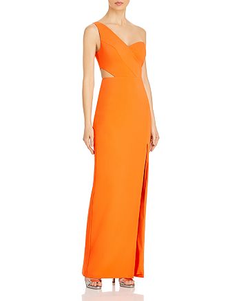 Aidan by Aidan Mattox Asymmetrical Cutout Column Gown | Bloomingdale's