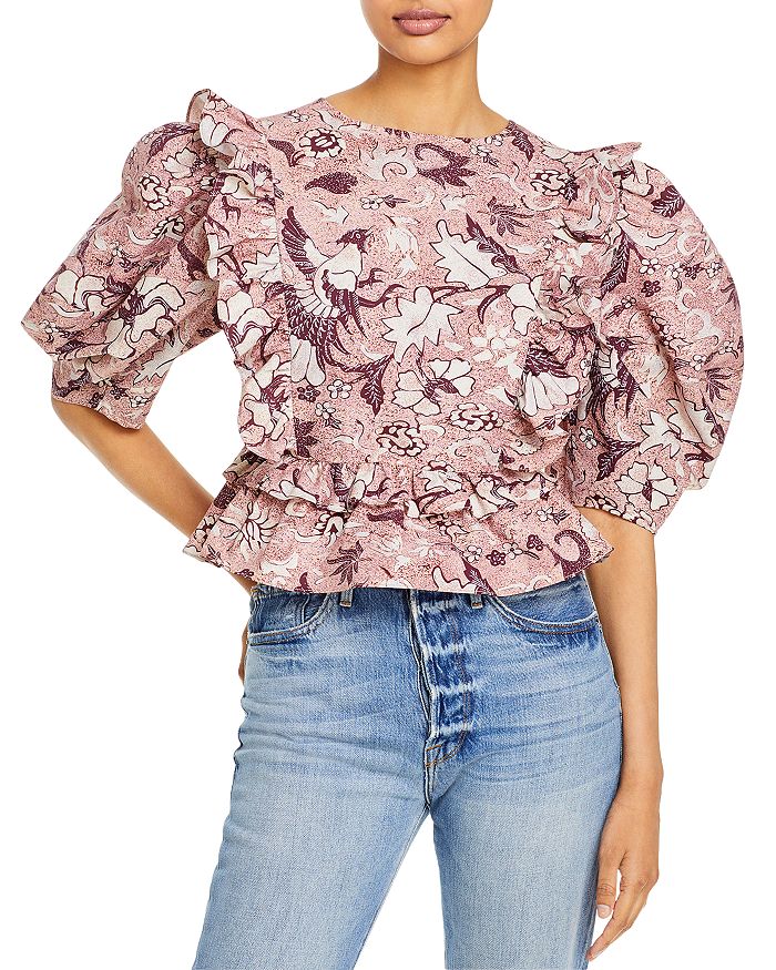 AQUA Hummingbird Ruffled Wrap Top - 100% Exclusive | Bloomingdale's