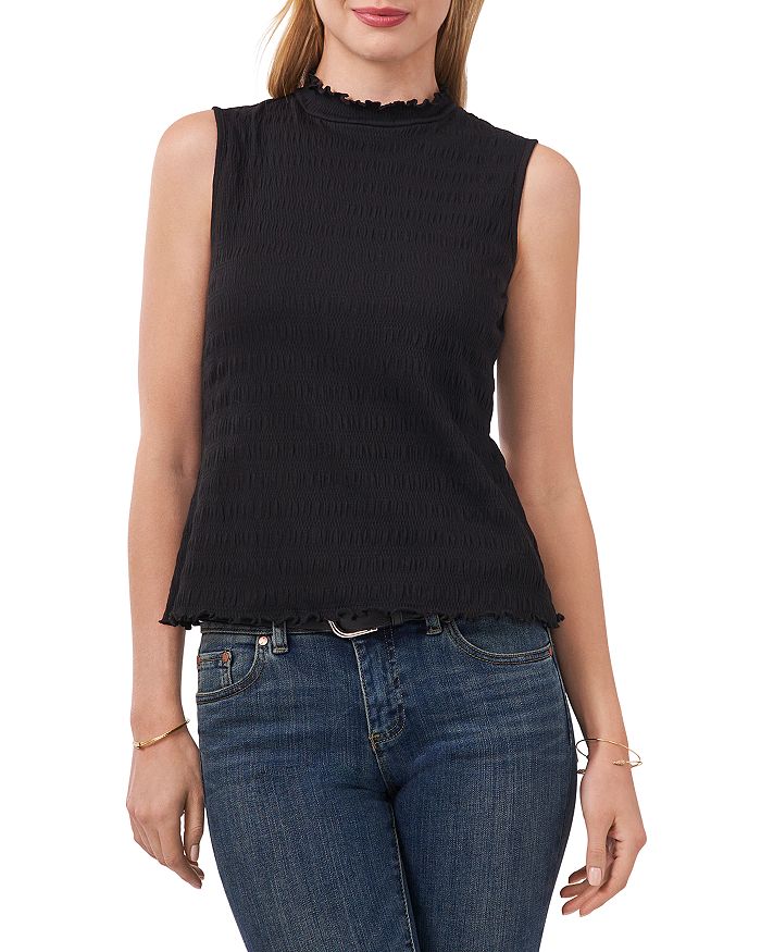 VINCE CAMUTO Mock Neck Smocked Top | Bloomingdale's
