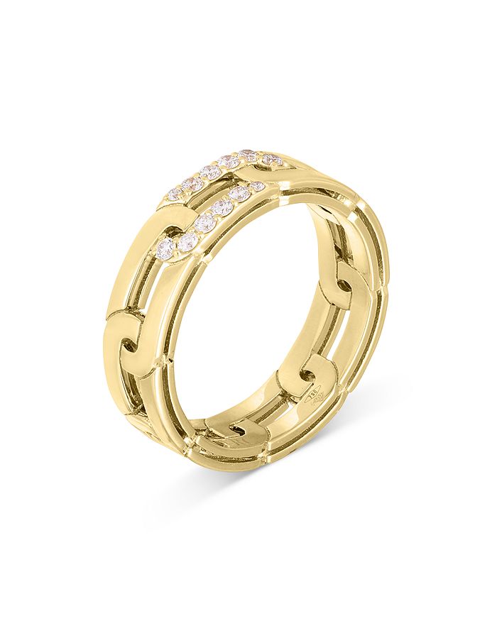 Roberto Coin 18K Yellow Gold Navarra Diamond Chain Overlap Link Ring ...