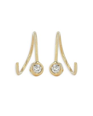 Rachel Reid 14K Yellow Gold Diamond Dot Wire Threader Earrings ...