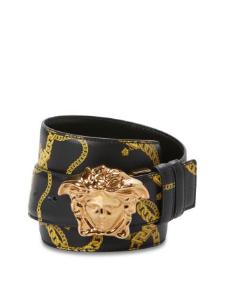 Versace Men's Monogram Print Leather Belt | Bloomingdale's