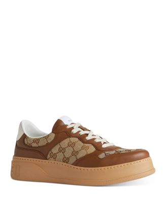 Gucci Men's Chunky B Lace Up Leather and Canvas Sneakers | Bloomingdale's