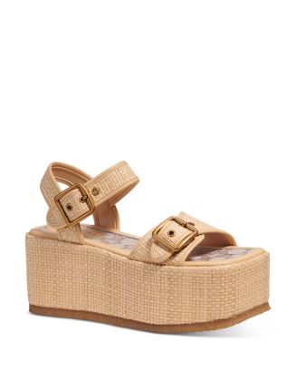 COACH Women's Naomi Raffia Flatform Sandals | Bloomingdale's