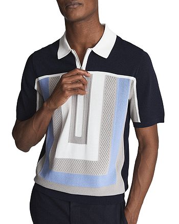 REISS Pash Half Zip Colorblocked Polo Shirt | Bloomingdale's