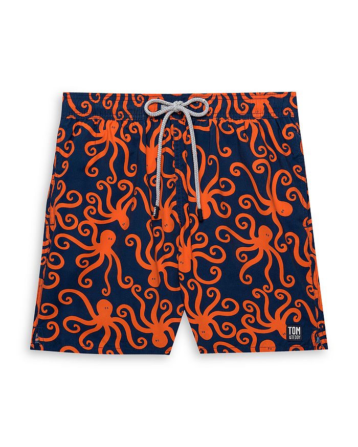 TOM & TEDDY Boys' Octopus Print Swim Trunks - Little Kid, Big Kid ...