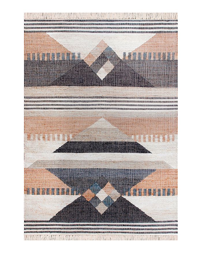 LR Home Nero Elevated Geometric Handwoven Dhurrie Area Rug, 93" x 117 ...
