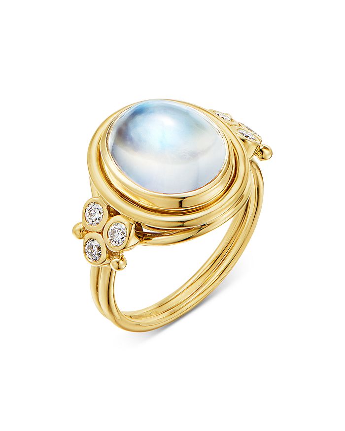 Temple St. Clair 18K Yellow Gold Classic Blue Moonstone & Diamond Bezel ...