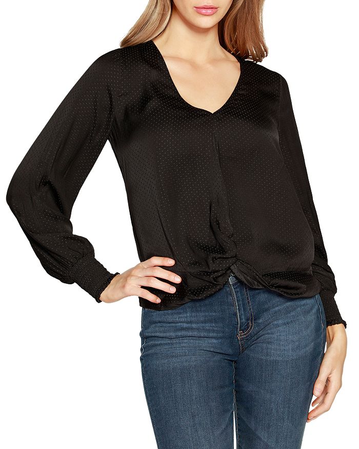 Belldini Dot Print Twist Hem Blouse | Bloomingdale's