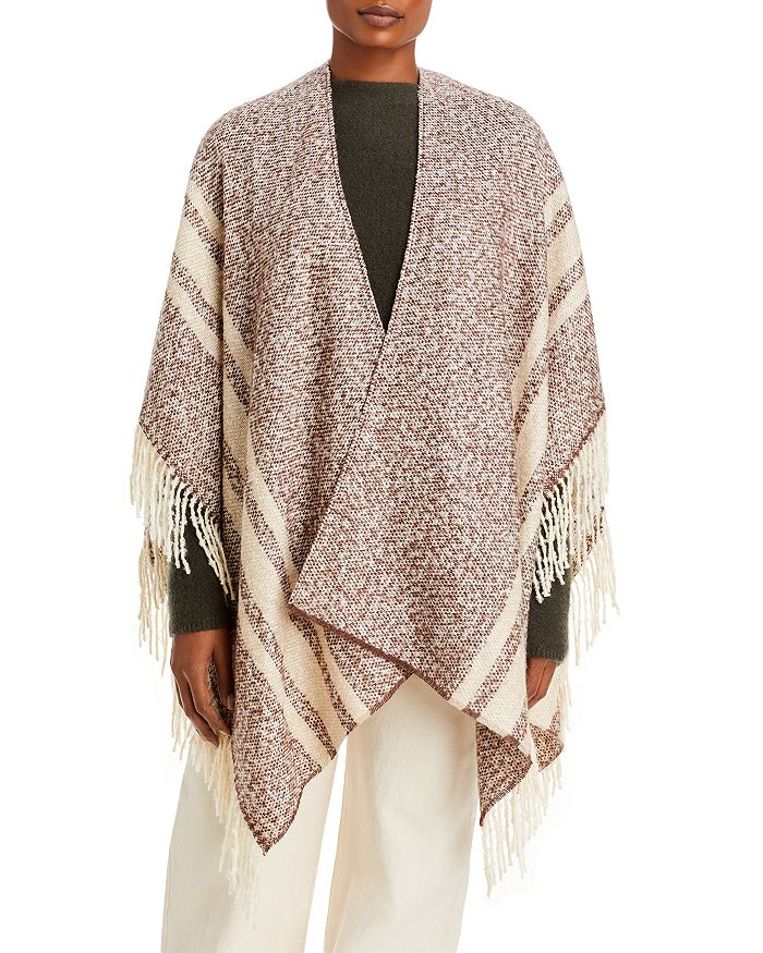 AQUA Striped Bouclé Ruana - 100% Exclusive | Bloomingdale's