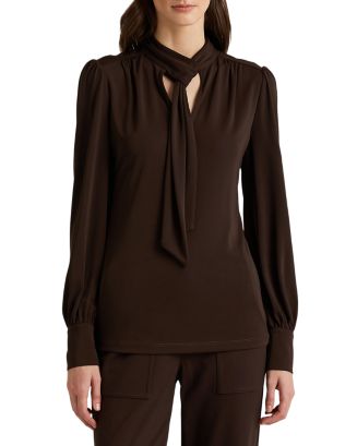 Ralph Lauren Blouson Sleeve Tie Neck Top | Bloomingdale's