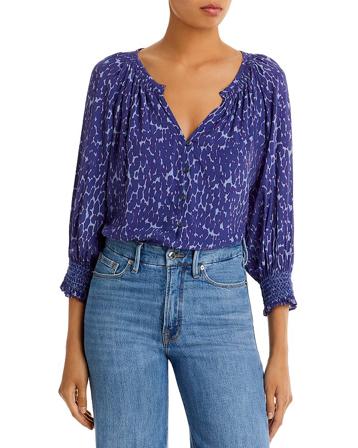 Rails Mariah Animal Print Smocked Top | Bloomingdale's