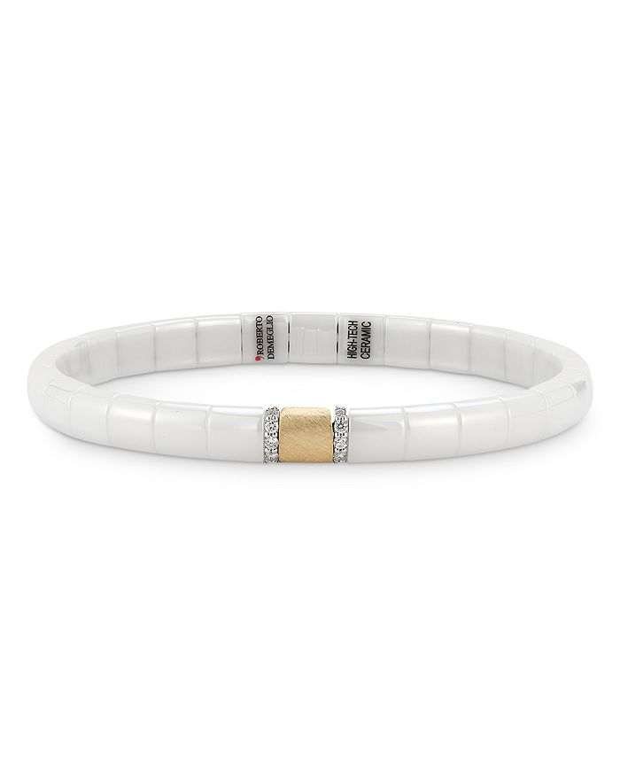 Roberto Demeglio 18K Yellow Gold & White Ceramic Pura Diamond Stretch Bracelet | Bloomingdale's