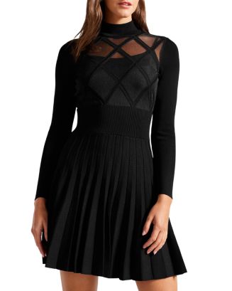 Ted Baker Fyonah Sheer Argyle Skater Dress | Bloomingdale's