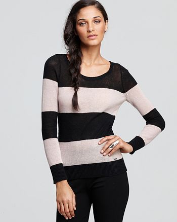 GUESS Sweater - Jessie Striped Scoop Neck | Bloomingdale's