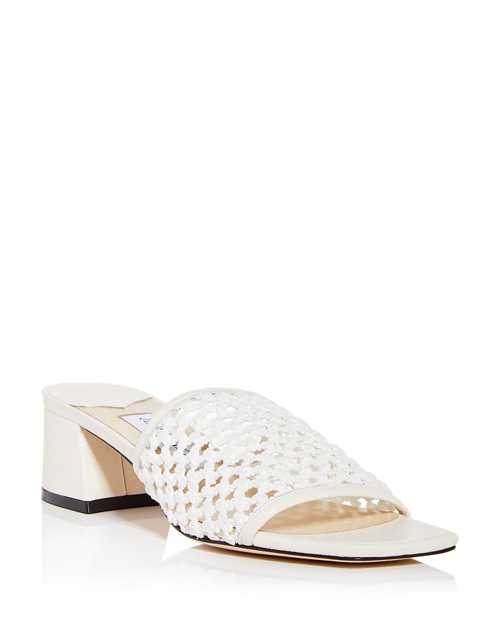 Jimmy Choo Women's Themis 45 Woven Block Heel Slide Sandals ...