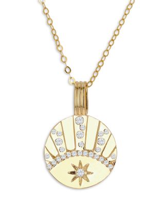 Moon & Meadow 14K Yellow Gold Diamond Star Disc Pendant Necklace, 16-20 ...
