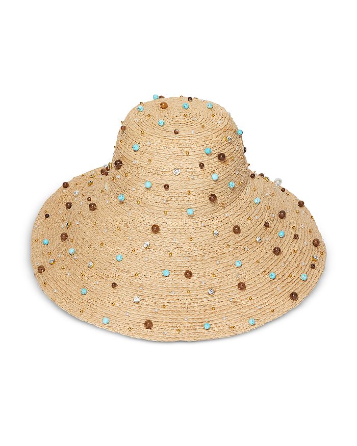 Lele Sadoughi Turquoise Embellished Straw Hat | Bloomingdale's