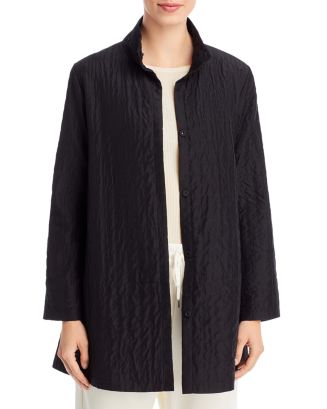 Eileen Fisher Silk Stand Collar Long Jacket | Bloomingdale's