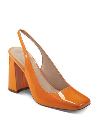 Marc Fisher LTD. Women's Square Toe Orange Slingback High Heel Pumps ...