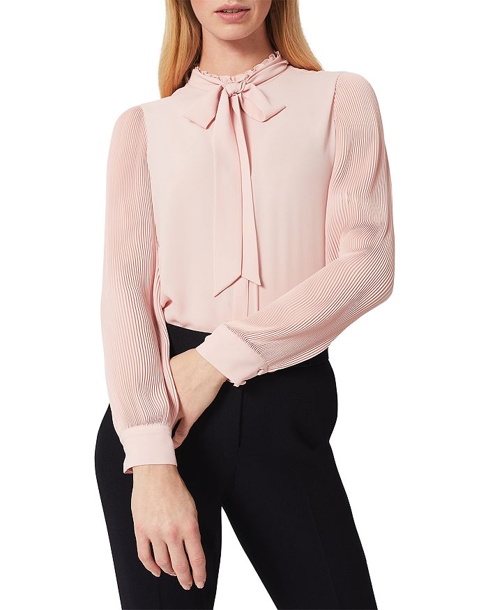 HOBBS LONDON Maya Pleated Sleeve Blouse | Bloomingdale's