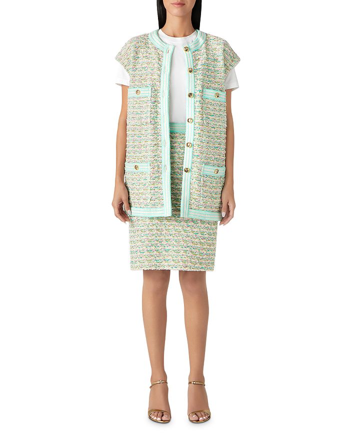 St. John Bouclé Tweed Knit Cap Sleeve Jacket | Bloomingdale's