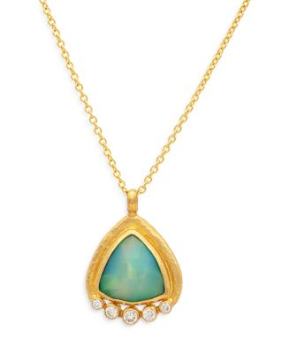 Gurhan 22-24K Yellow Gold Muse Ethiopian Opal & Diamond Pavé Triangle ...