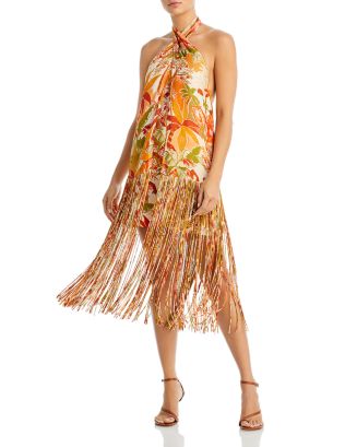 FARM Rio Leopard Forest Fringe Mini Dress | Bloomingdale's