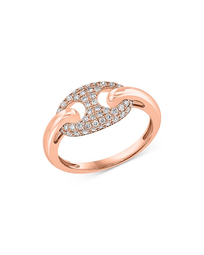 Bloomingdale's Fine Collection Diamond Pavé Tab Ring in 14K Rose Gold ...