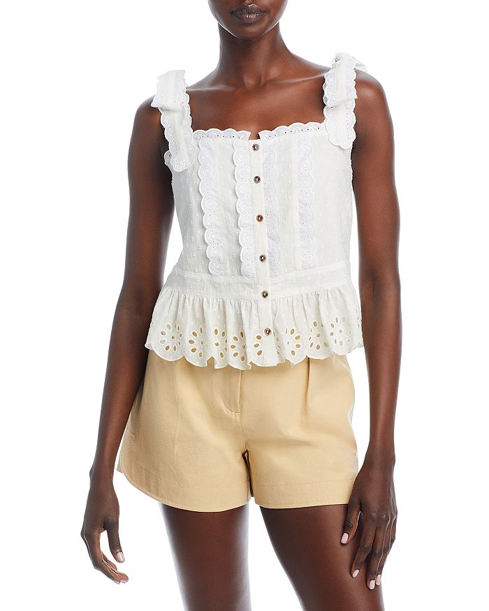FARM Rio Cotton Scalloped Lace Blouse | Bloomingdale's