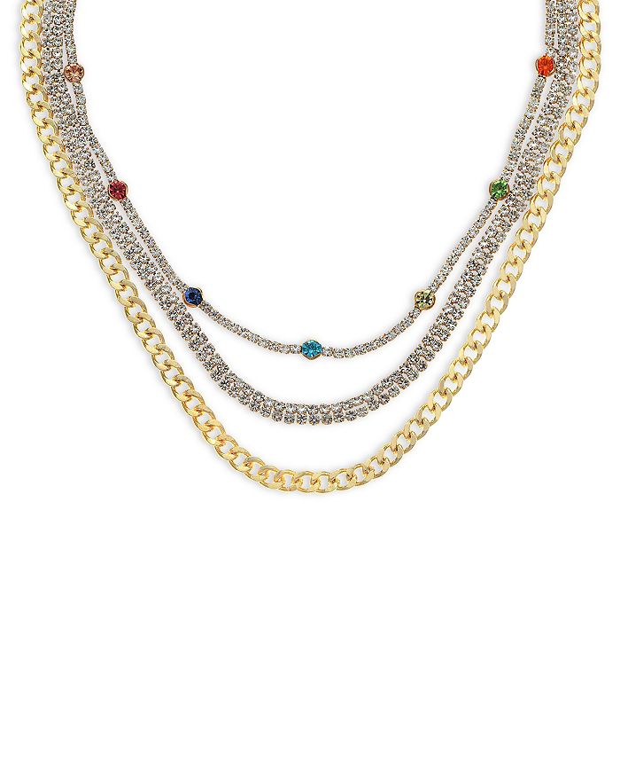 Ettika Chain Link & Cubic Zirconia Rainbow Necklace Set, 12"-17 ...