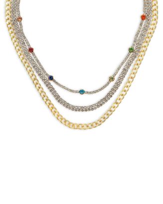 Ettika Chain Link & Cubic Zirconia Rainbow Necklace Set, 12"-17 ...